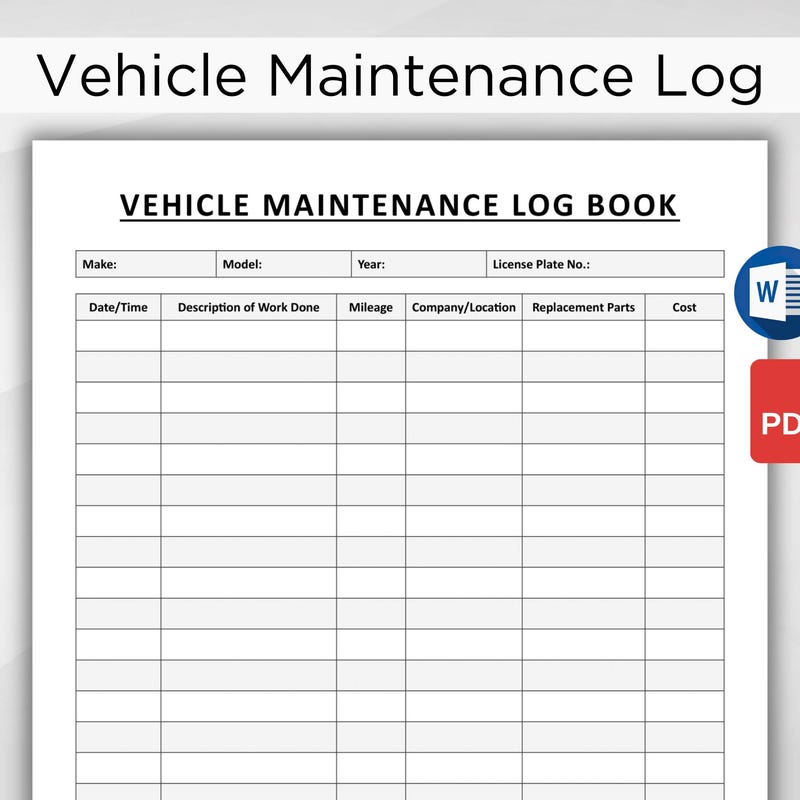 Vehicle Maintenance Tracker Printable - Etsy