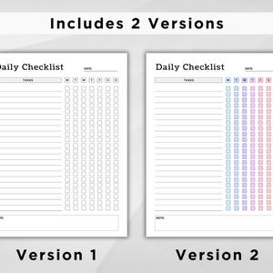 Printable Daily Checklist. Daily Task Checklist Template. Print at Home Weekly Habits. Weekly to ...