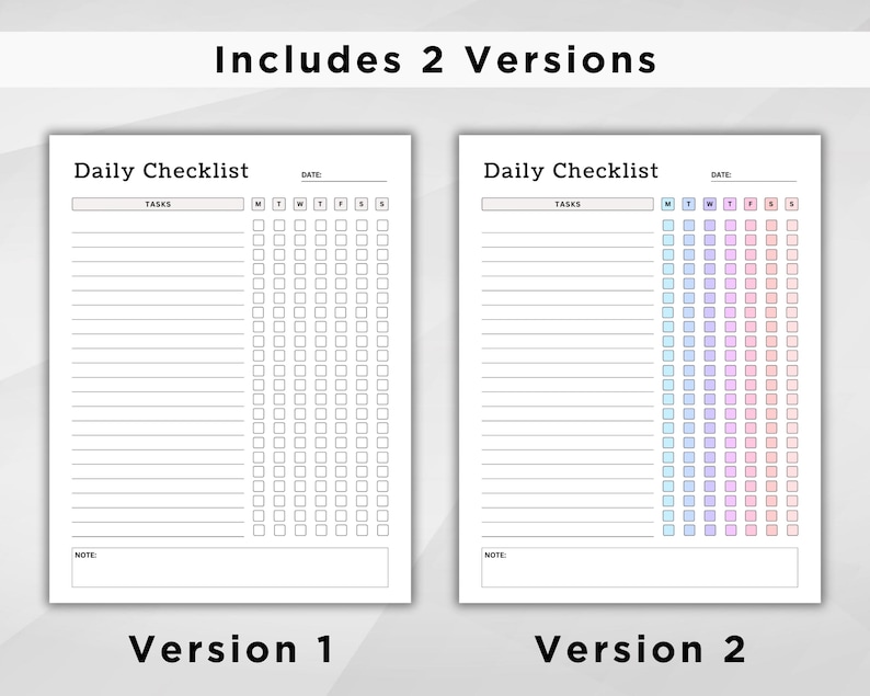 Printable Daily Checklist. Daily Task Checklist Template. Print at Home ...