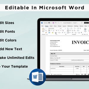 Invoice Template. Custom Invoice. Printable Invoice Form. Customizable ...