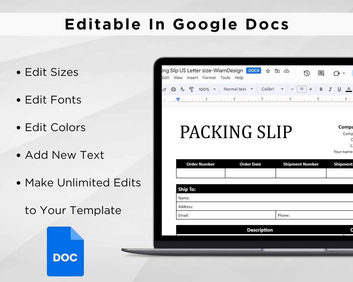 Packing Slip Template. Editable Small Business Packing Slip Template ...