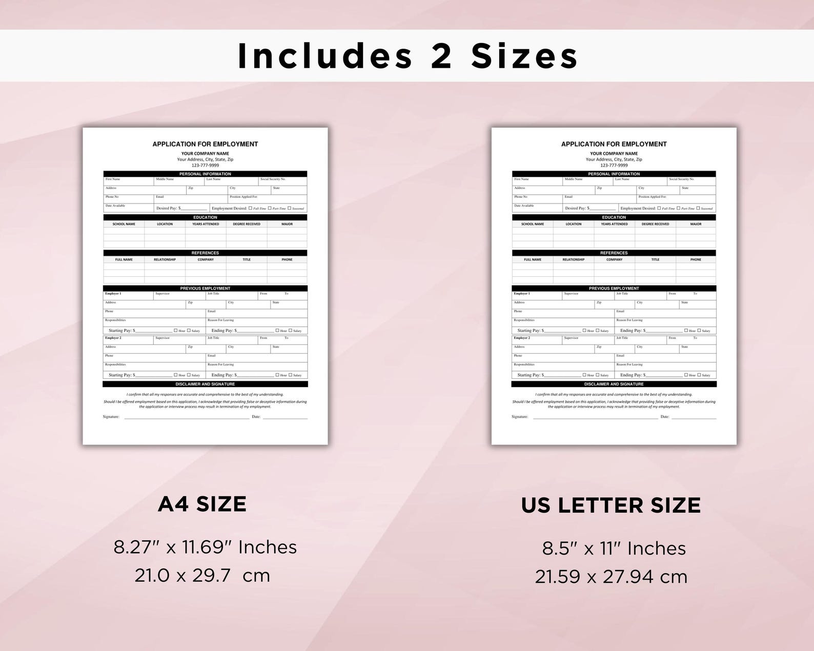 Job Application Template. Printable Employee Application. Application ...