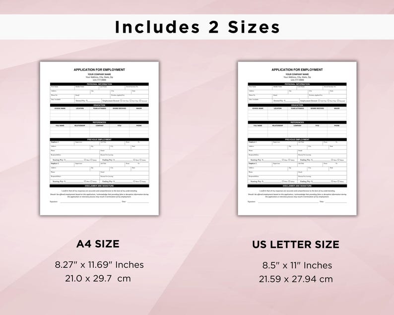 Job Application Template. Printable Employee Application. Application ...