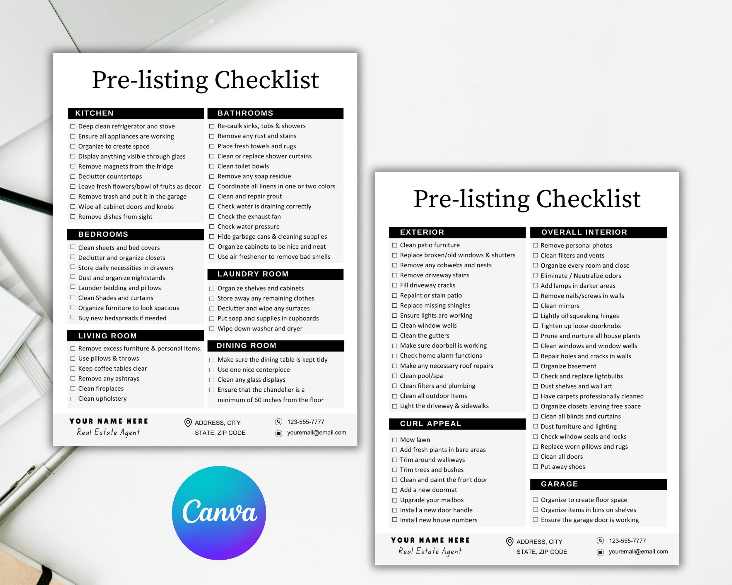 Editable Pre-listing Checklist. Realtor Template. Home Seller Checklist ...