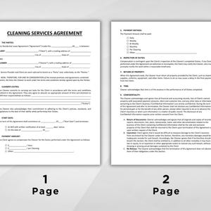 Cleaning Service Agreement Template. Printable Cleaning Business Forms ...