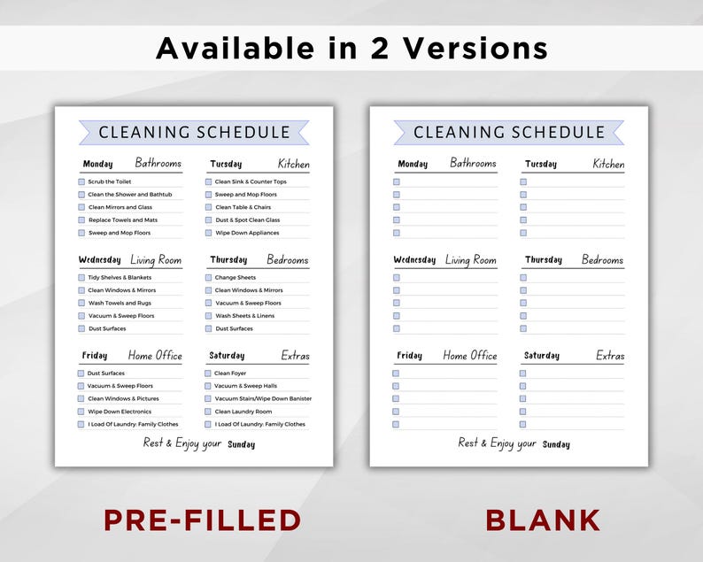 EDITABLE Cleaning Checklist. Printable Weekly Cleaning Schedule. ADHD ...