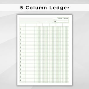 Accounting Ledger. 2-6 Columns Ledger. Columnar Paper. Digital Ledger ...