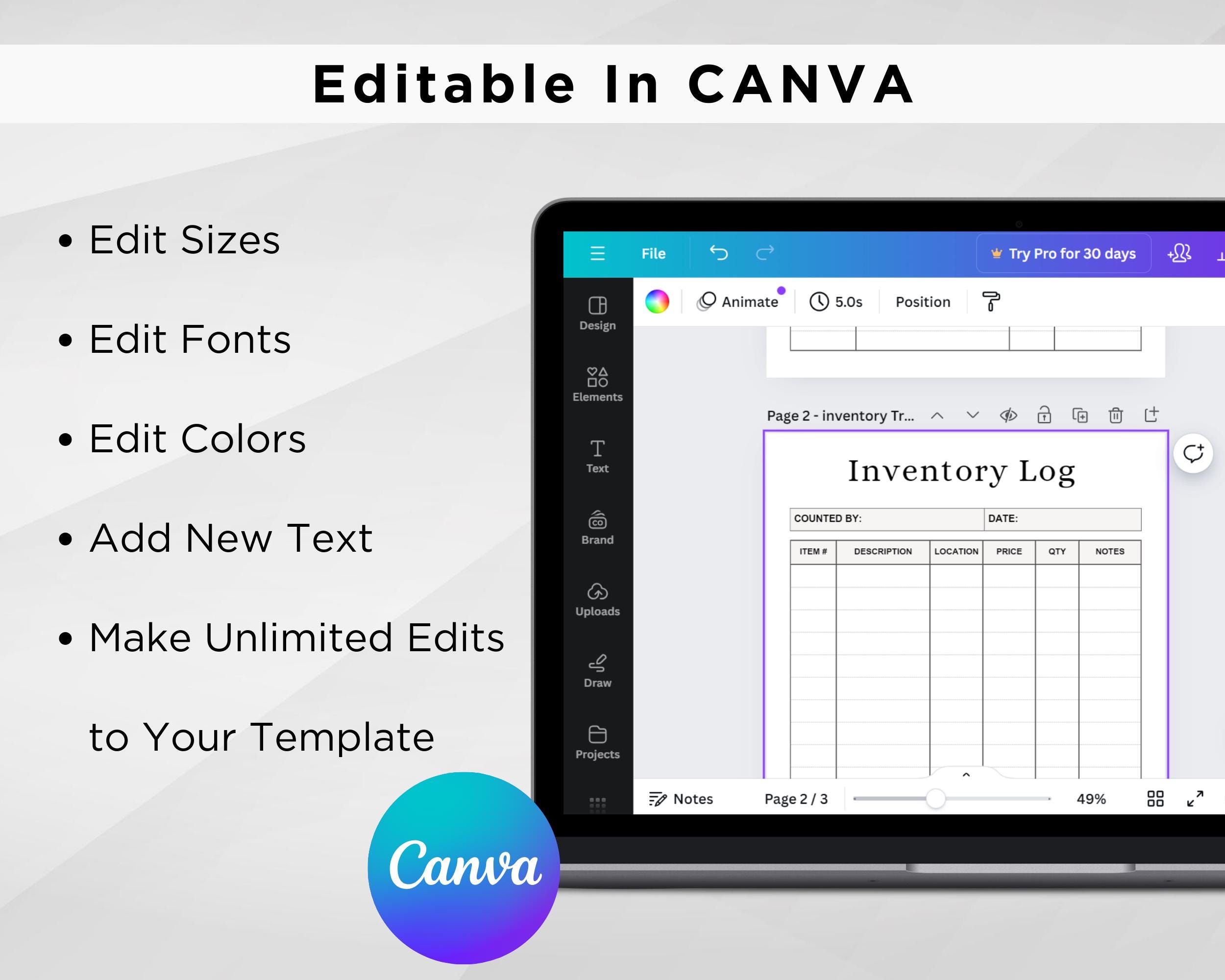 Editable Inventory Tracker. Inventory Log. Product Inventory. Inventory ...