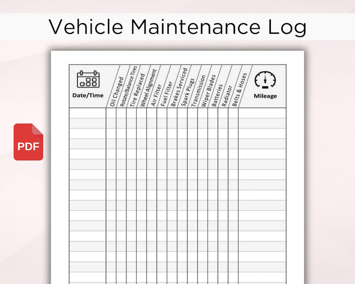 Vehicle Maintenance Log Book. Vehicle Maintenance Tracker. Vehicle ...