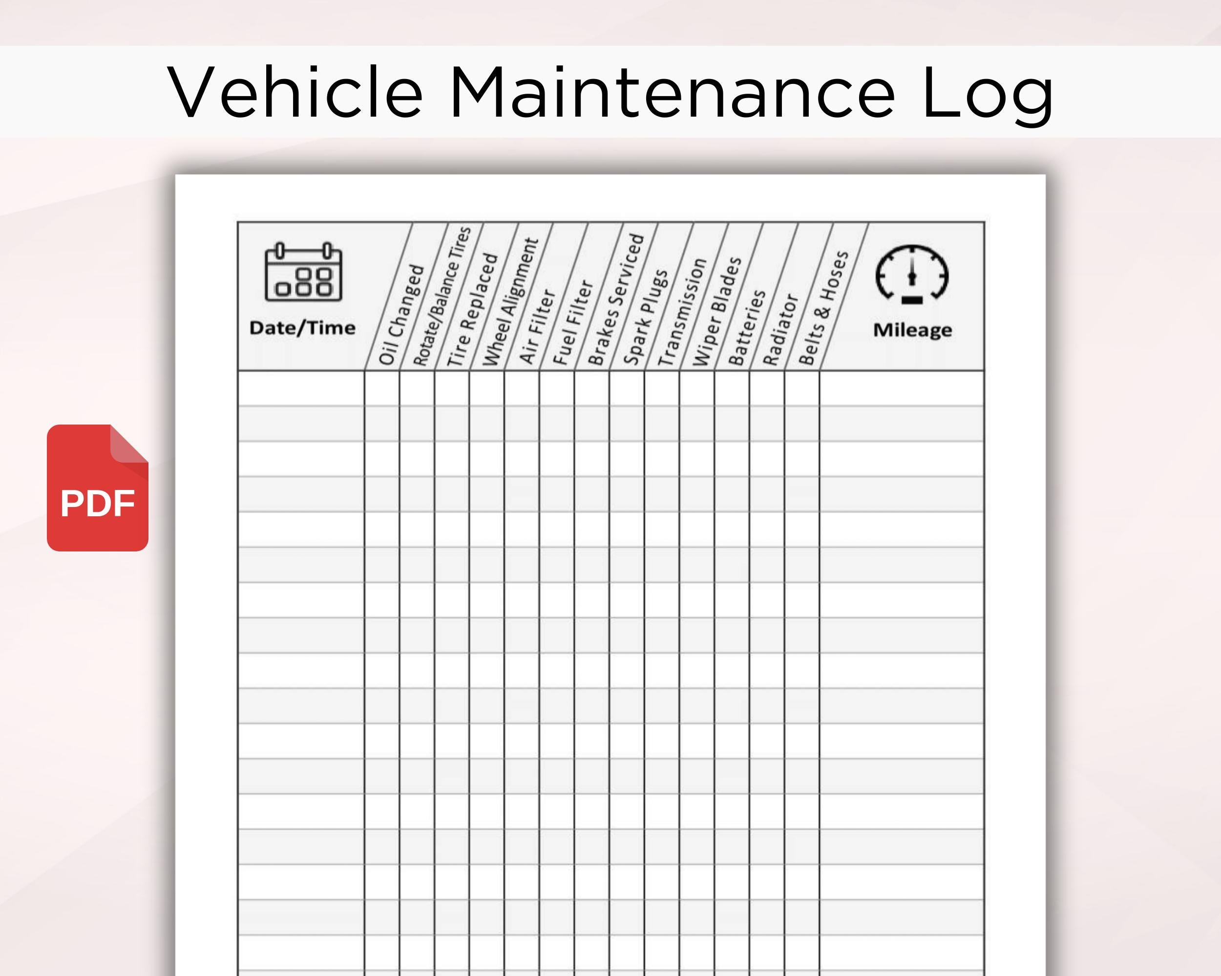 Vehicle Maintenance Log Book. Vehicle Maintenance Tracker. Vehicle ...