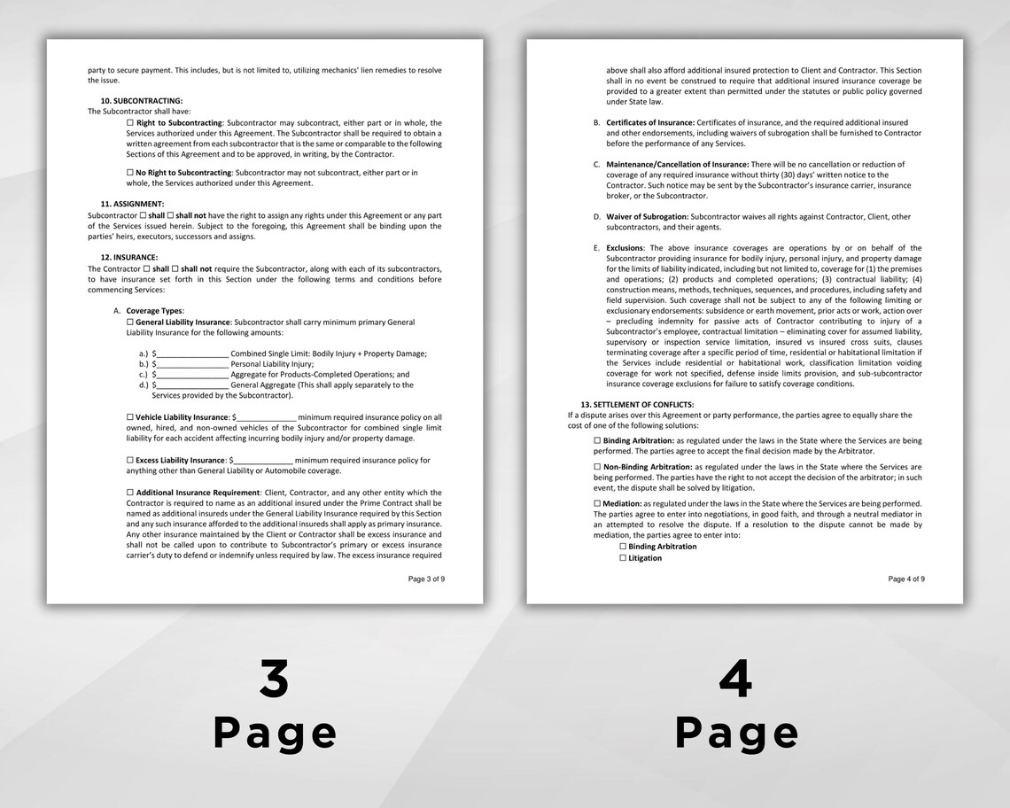 Subcontractor Agreement Template. Editable Subcontractor Contract Form ...