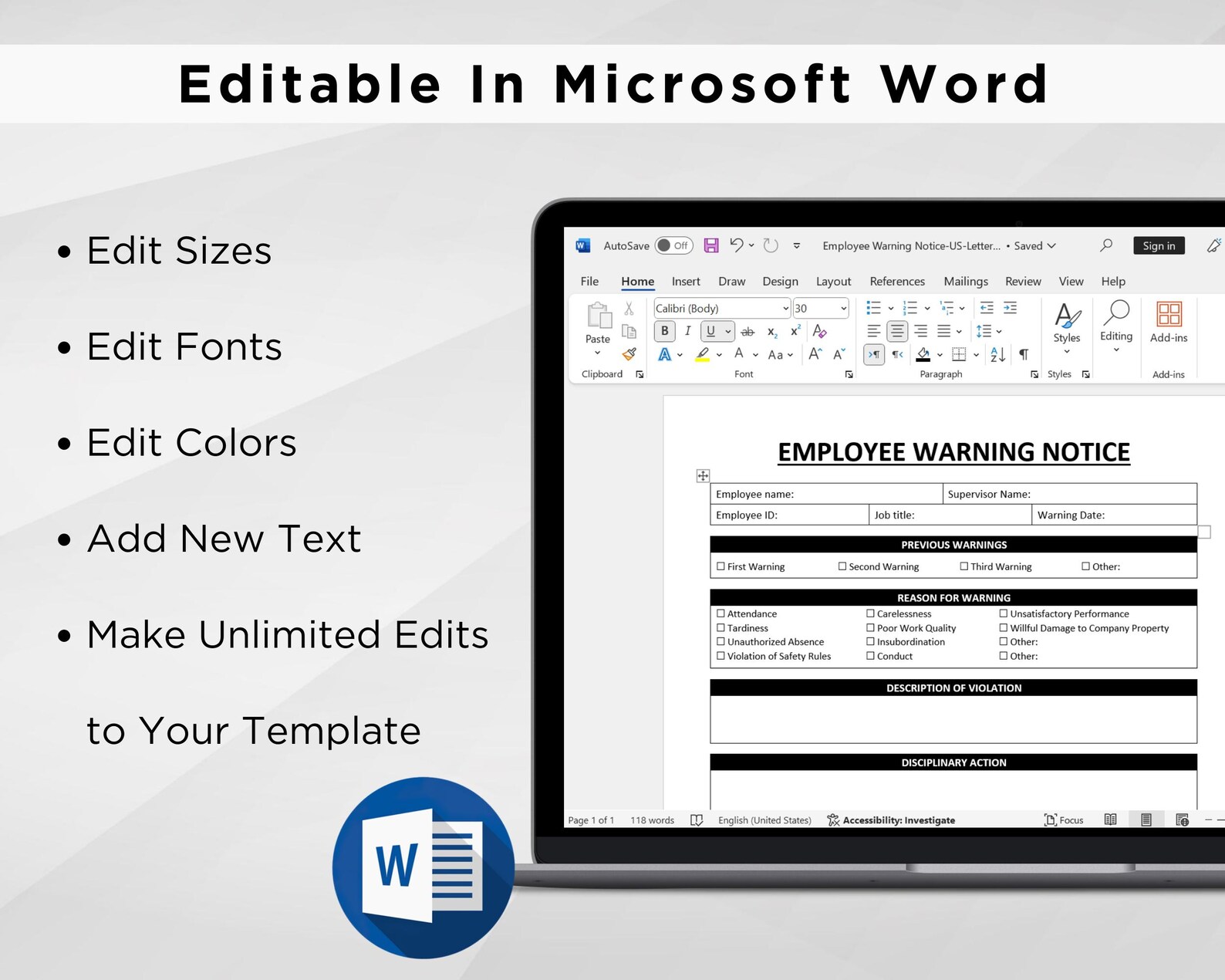 Editable Employee Warning Notice Template. Employee Discipline Form ...
