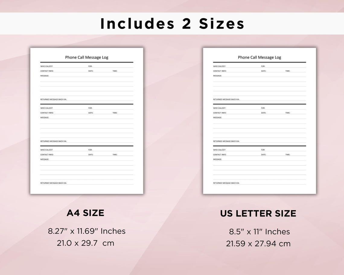 Editable Phone Call Message Log. Printable Message Log. Communication ...
