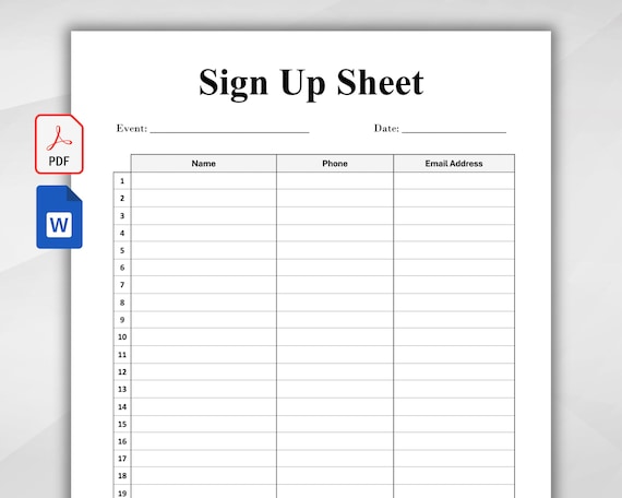 6 Editable Sign Up Sheet Template Sampletemplatess Sampletemplatess