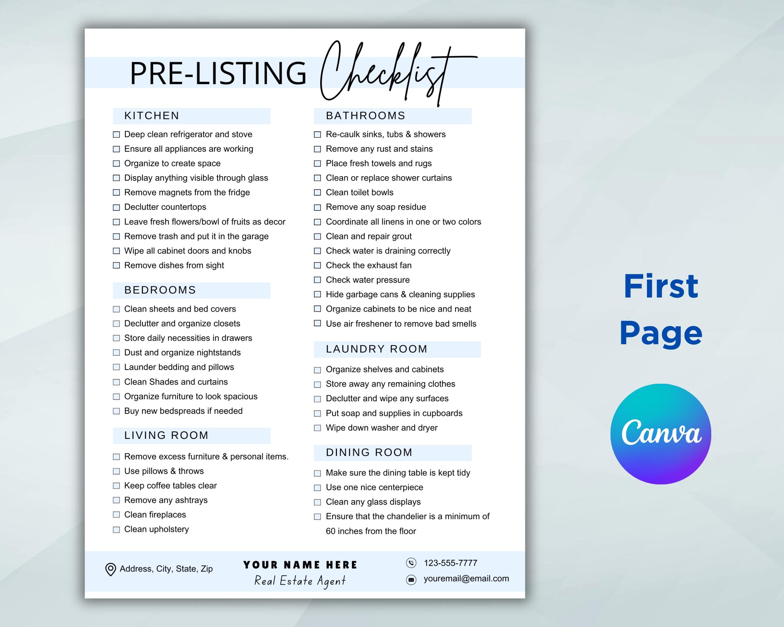 Real Estate Pre-listing Checklist. Realtor Marketing. Home Selling ...