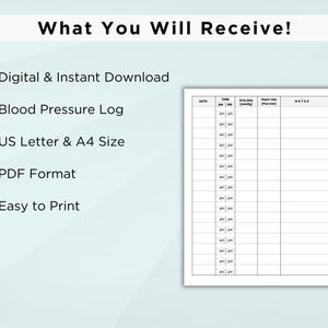Printable Blood Pressure Log, High Blood Pressure Tracker, BP Tracker ...