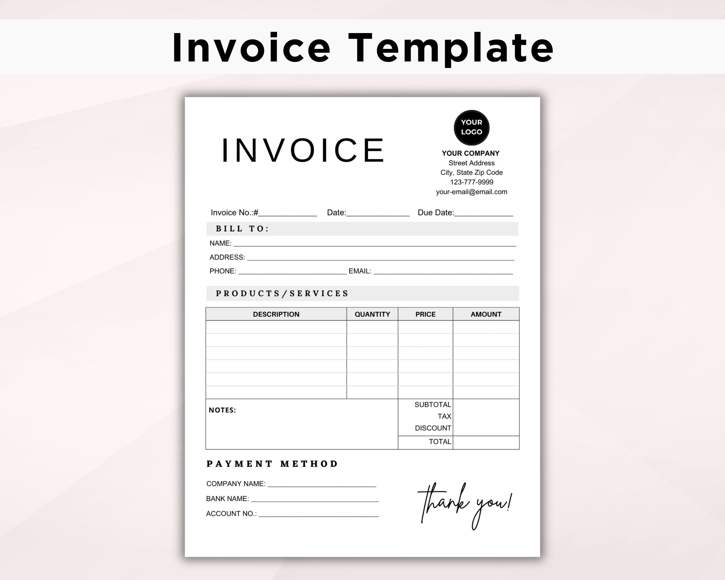 EDITABLE Small Business Invoice Templates Quote Template Receipt ...