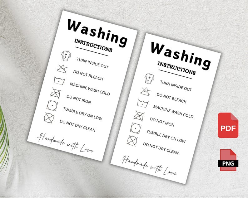 Clothing Washing Instructions Printable, Washing Instruction Card ...