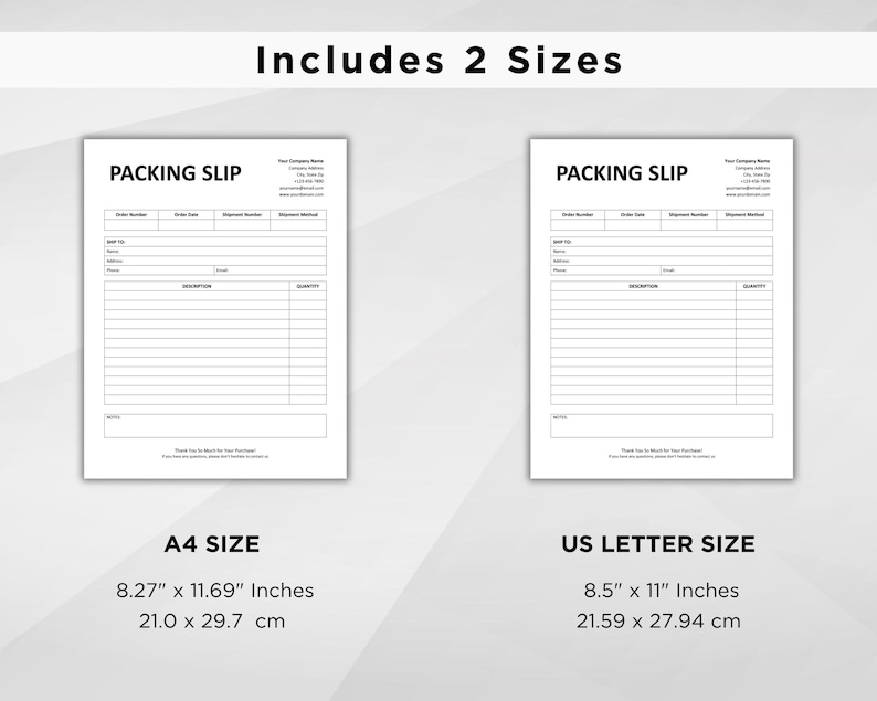 Editable Packing Slip Template. Customer Packing Slip. Printable ...