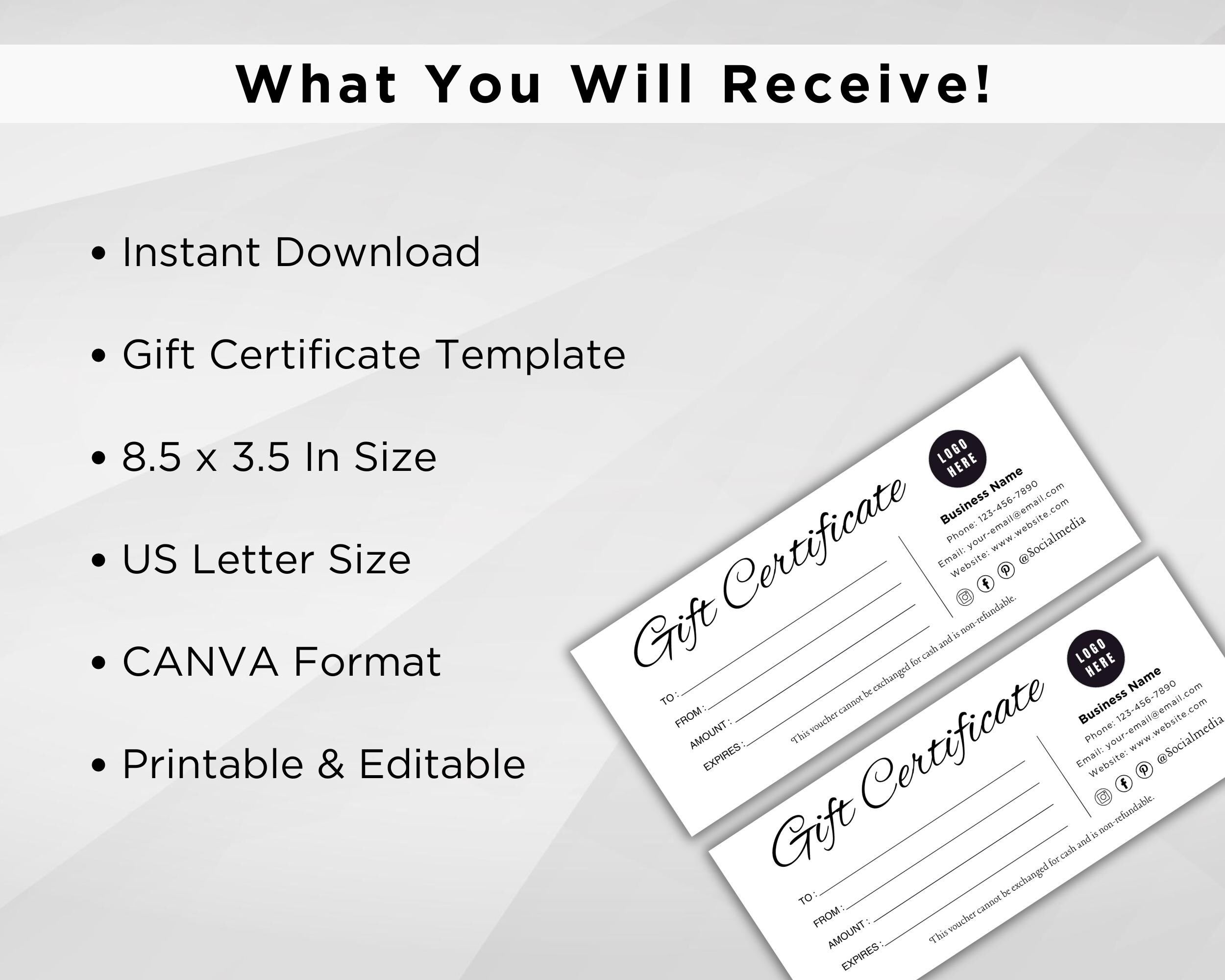 T Certificate Template Diy T Certificate Editable T Voucher Printable T Card