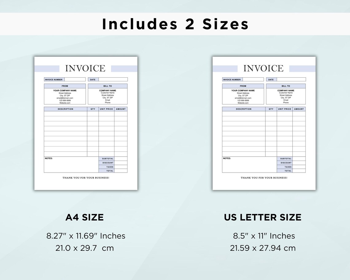 Invoice Template. Custom Invoice. Printable Invoice Form. Receipt ...