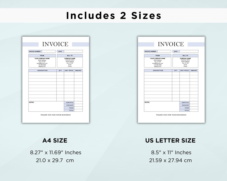 Invoice Template. Custom Invoice. Printable Invoice Form. Receipt ...