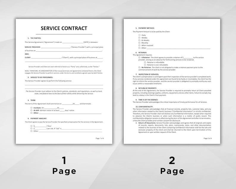 Printable Service Contract Templates. Services Contract Agreement ...