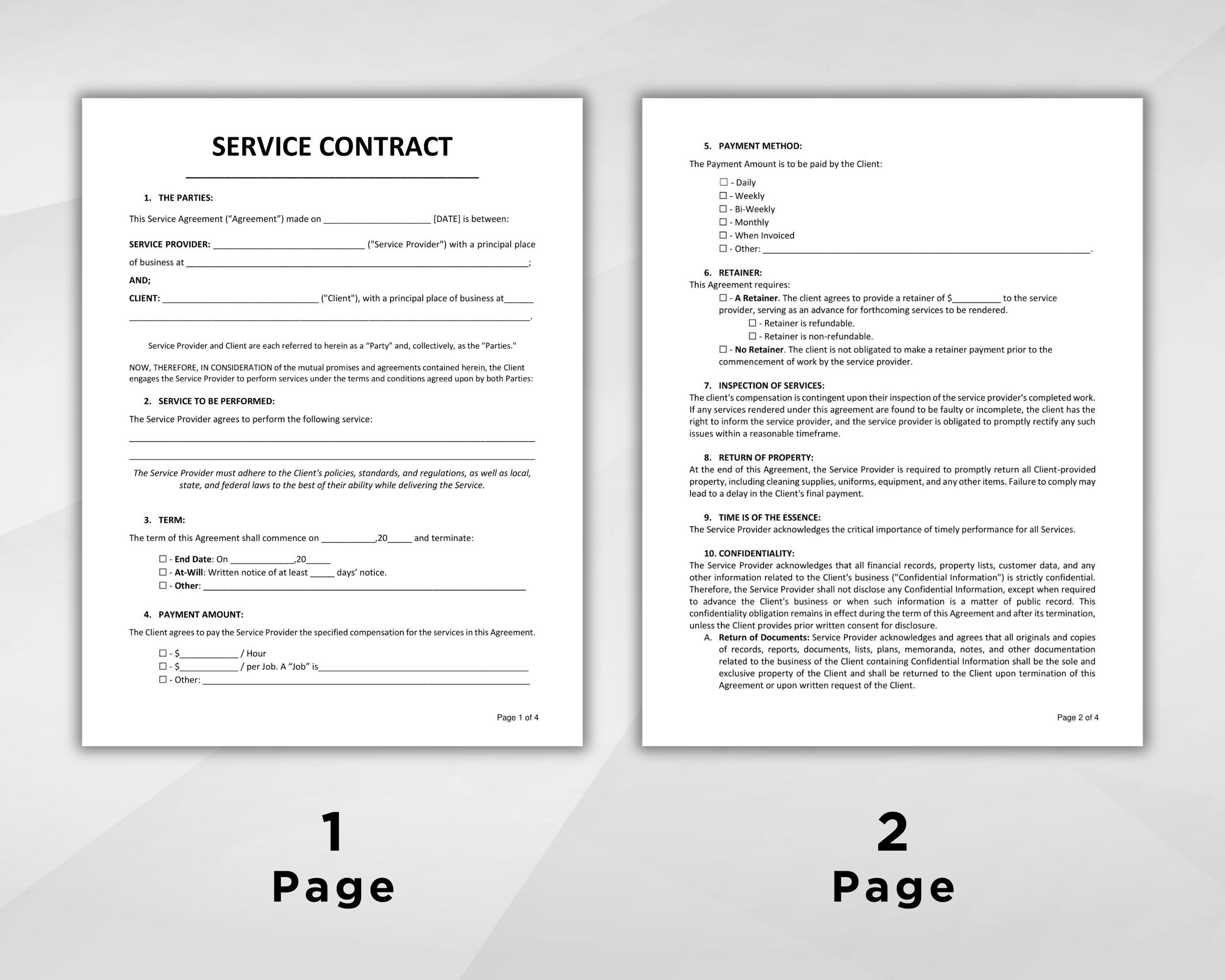 Printable Service Contract Templates. Services Contract Agreement ...