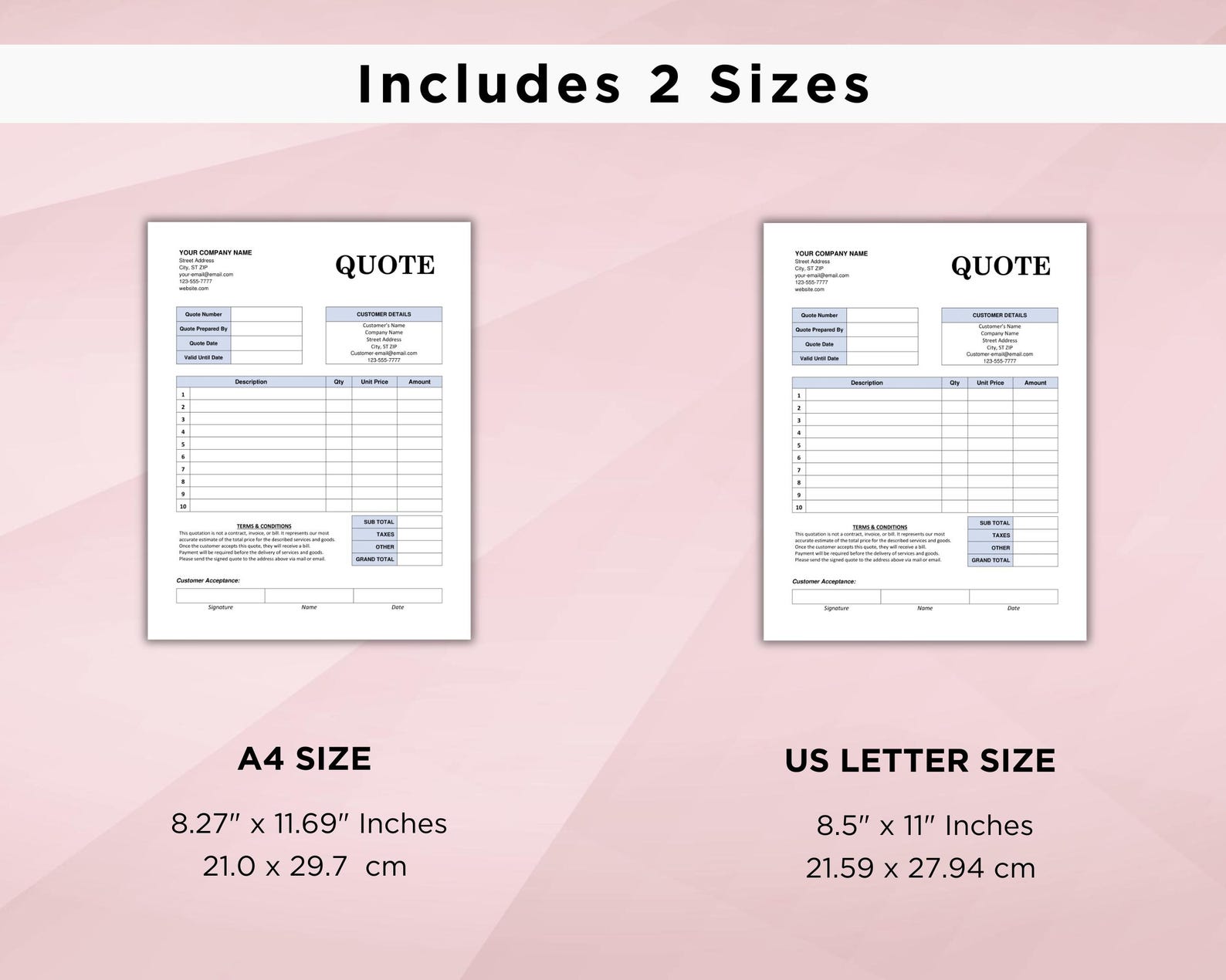 Editable Quote Template. Quote Form. Job Proposal. Job Quote for Small ...