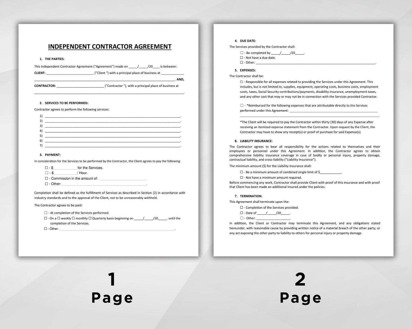Independent Contractor Agreement Template Printable. Editable ...