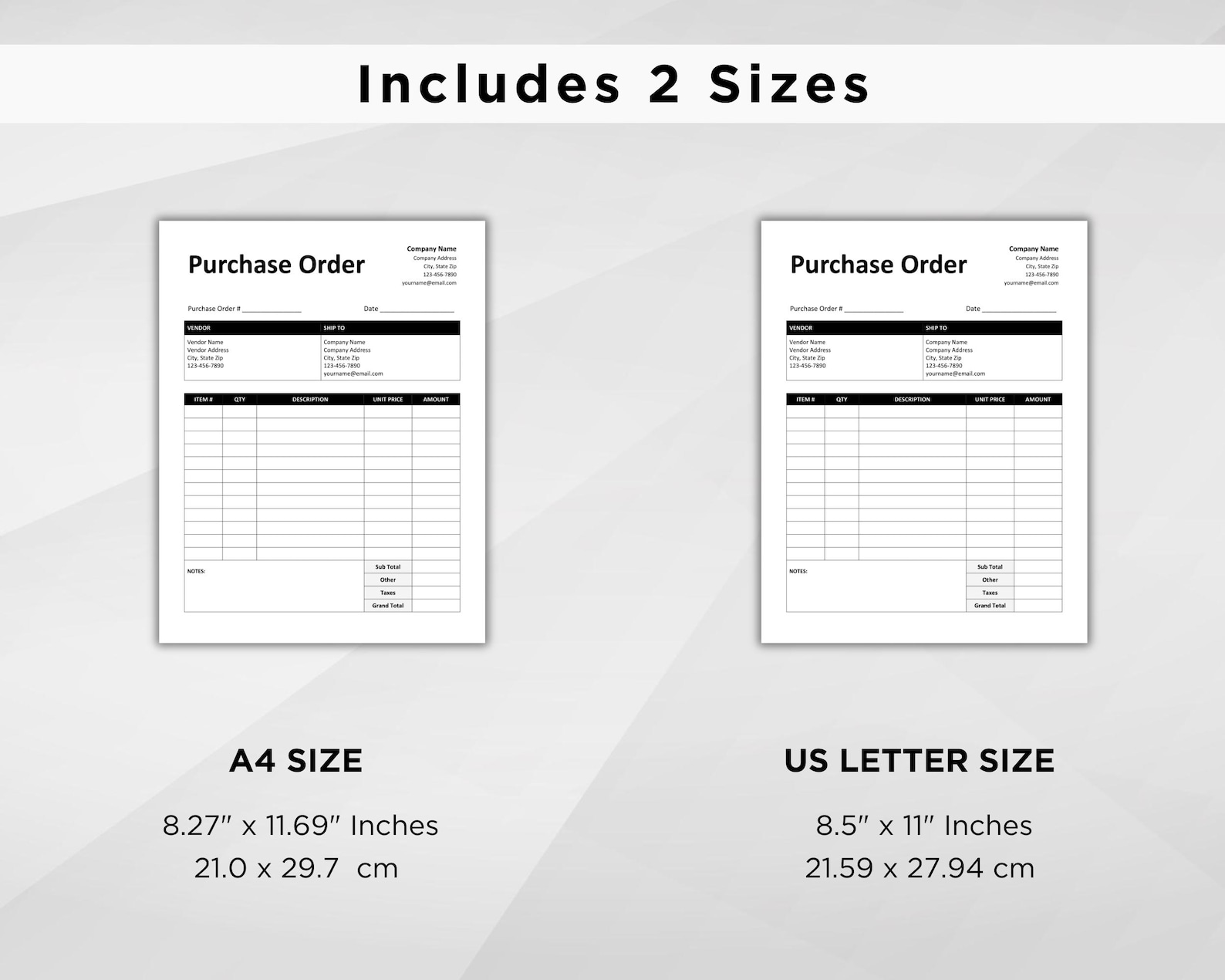 Editable Purchase Order Template. Printable Purchase Order Form. Order ...