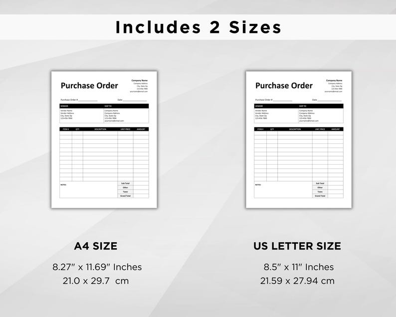Editable Purchase Order Template. Printable Purchase Order Form. Order ...