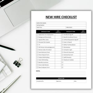 Editable New Hire Checklist Template. New Employee Checklist Small ...
