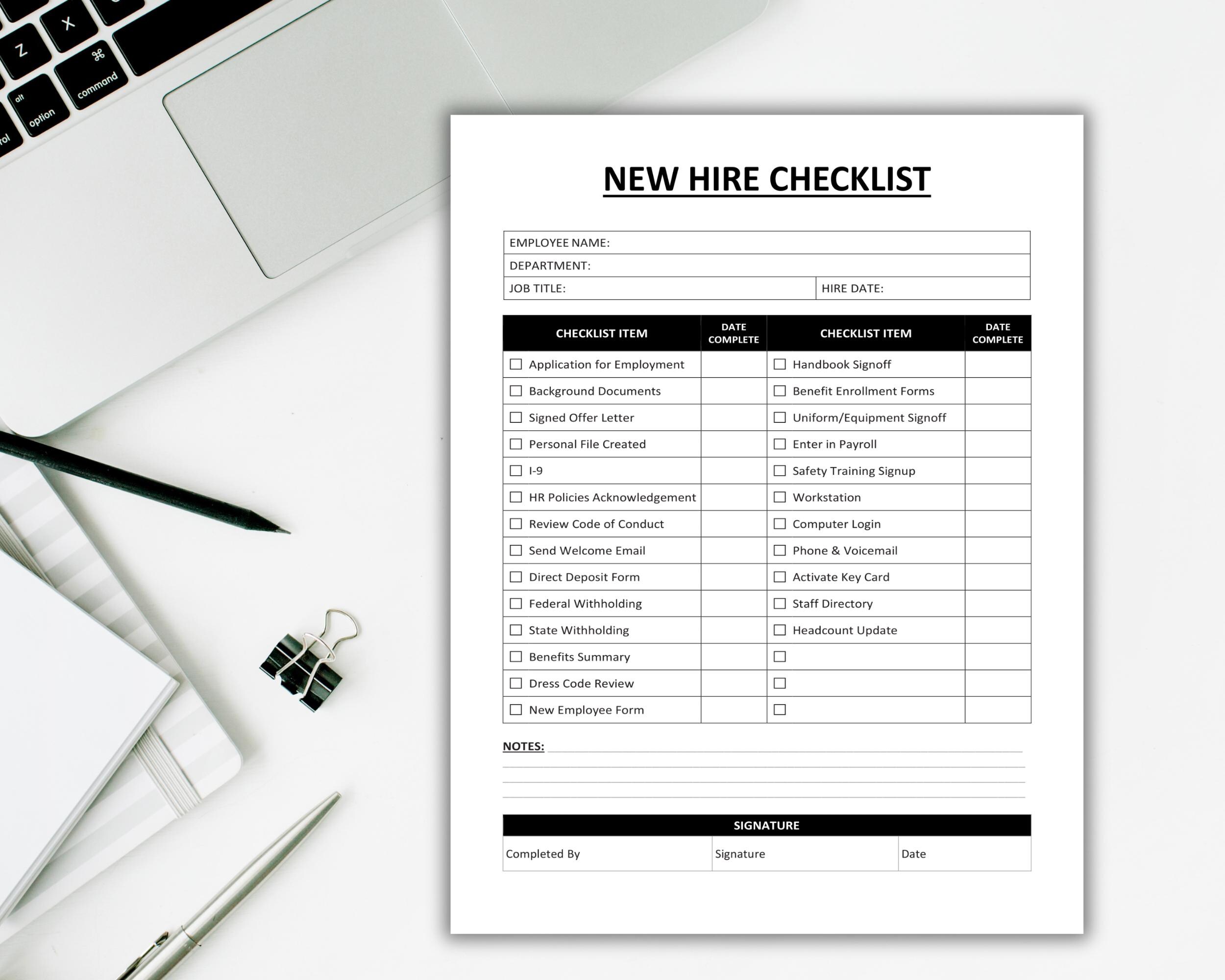 Editable New Hire Checklist Template. New Employee Checklist Small ...