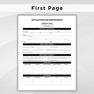 Printable Job Application Template. HR Template. Recruitment Selection ...