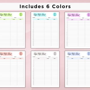 Editable Sign up Sheet Template. Printable Sign up Template. Sign up ...