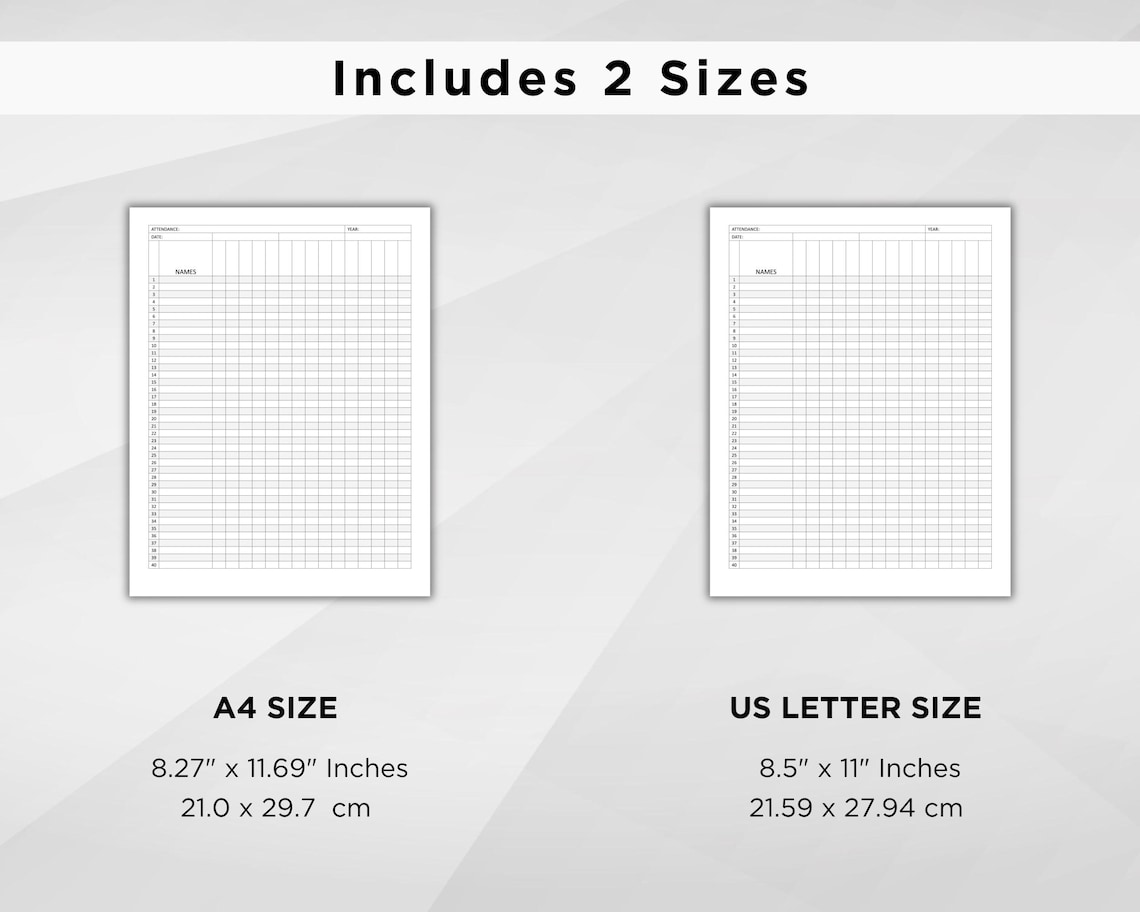 Attendance Tracker Printable. Attendance Sheet Template. Attendance ...