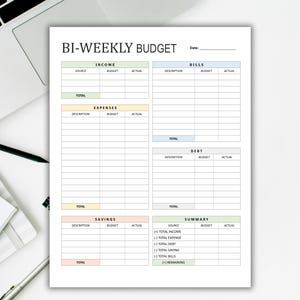 Biweekly Budget Planner. Printable Paycheck Budget Tracker. Finance ...