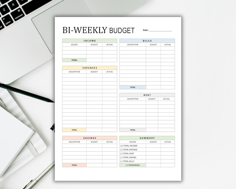 Biweekly Budget Planner. Printable Paycheck Budget Tracker. Finance ...