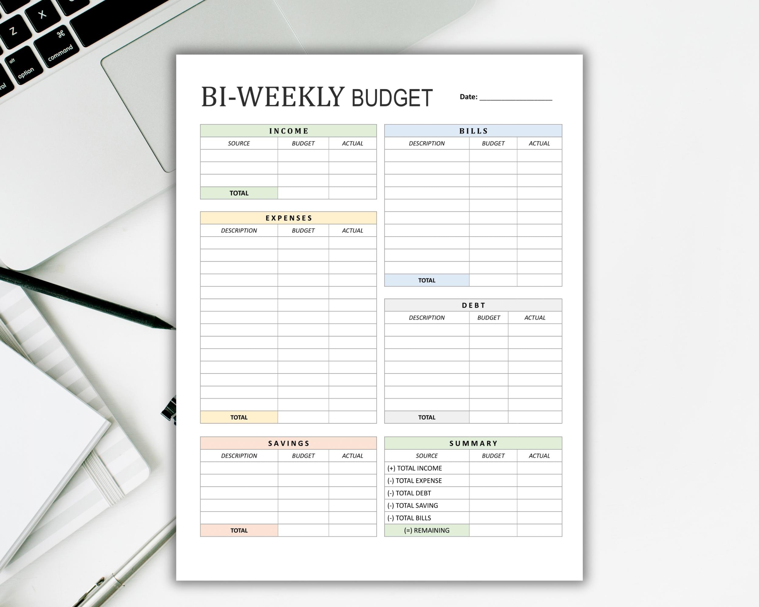 Biweekly Budget Planner. Printable Paycheck Budget Tracker. Finance ...