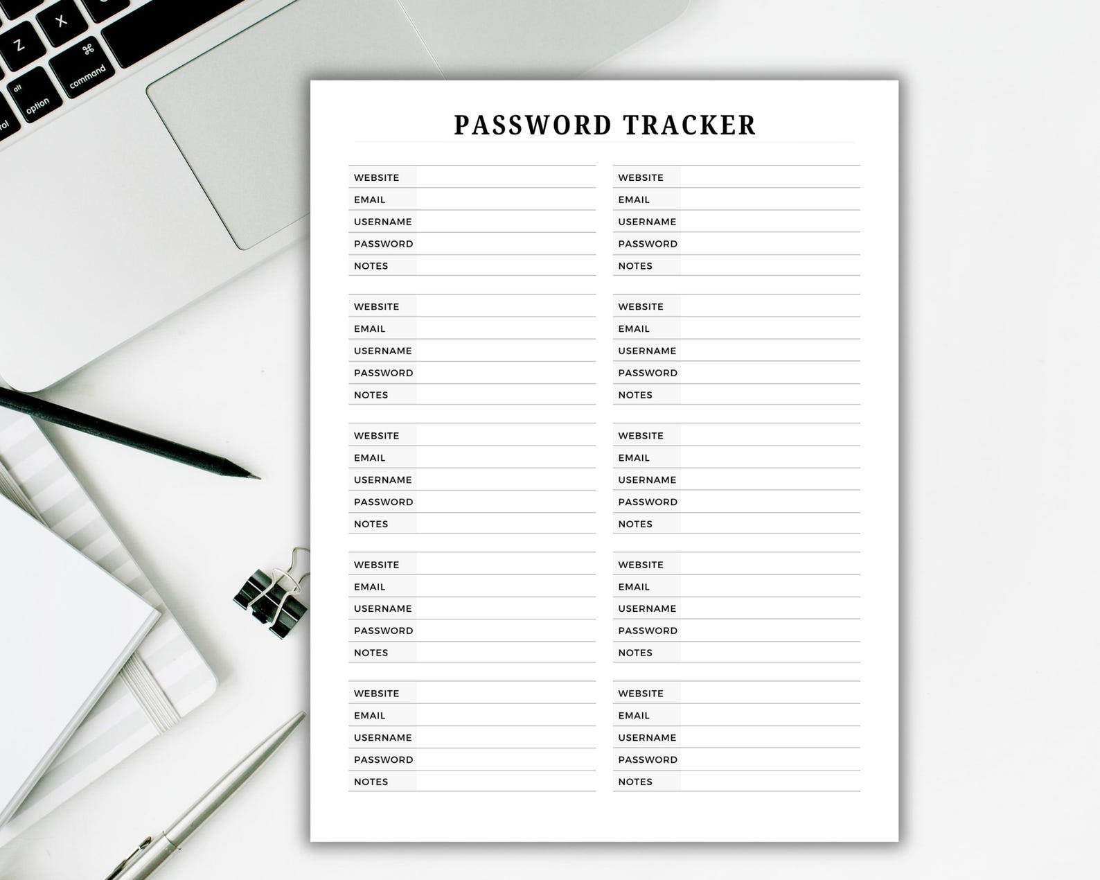 Password Tracker Printable | Password Log Book | Internet Login ...