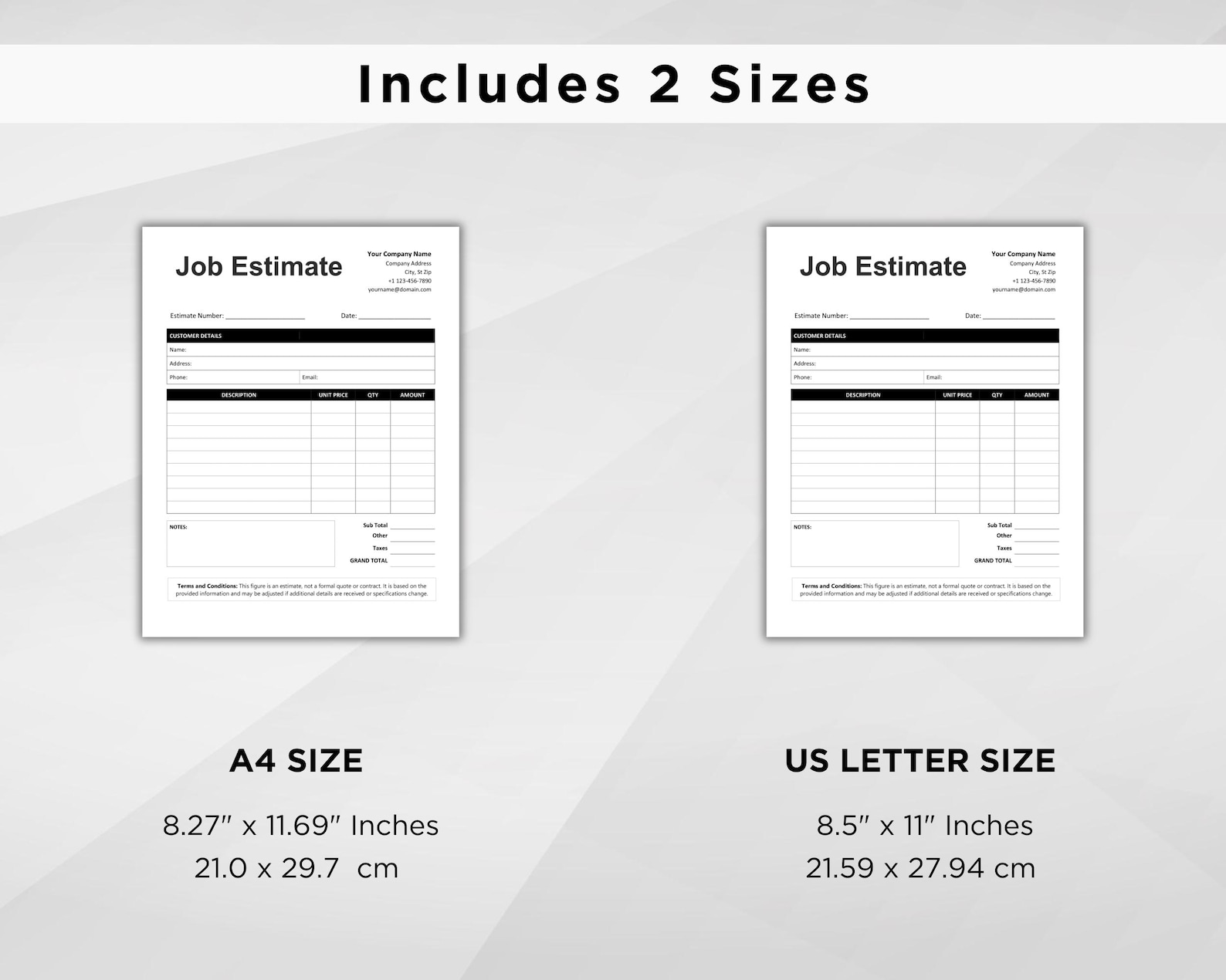 Editable Job Estimate Template. Printable Job Estimate Form Small ...