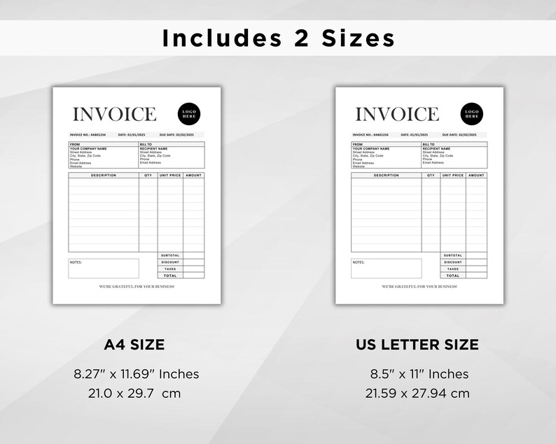 Invoice Template. Business Invoice. Invoice Word. Custom Invoice ...
