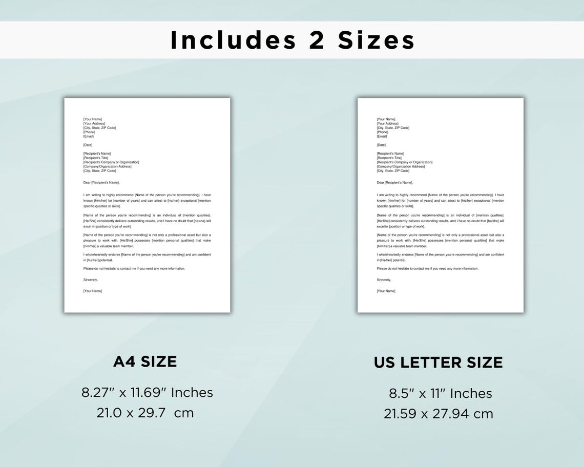 Printable Personal Reference Letter Template. Letter of Recommendation ...