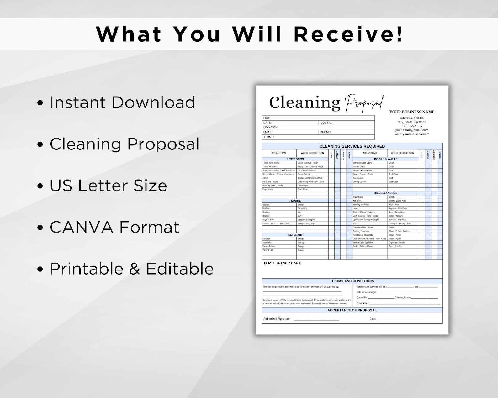 Editable Cleaning Proposal Templates. Cleaning Service Proposal ...
