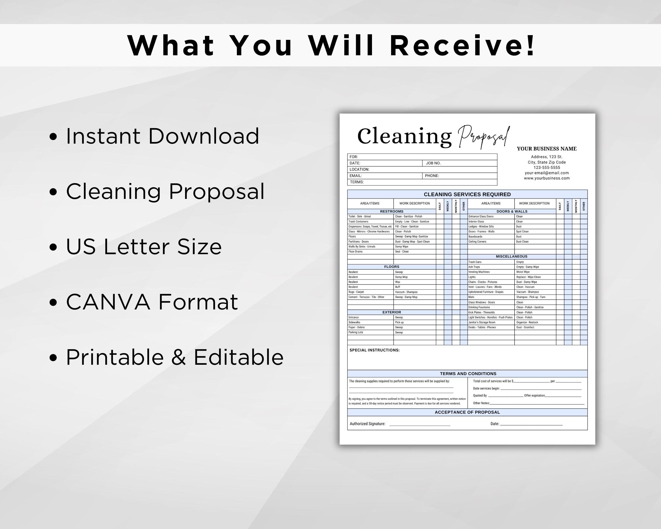 Editable Cleaning Proposal Templates. Cleaning Service Proposal ...