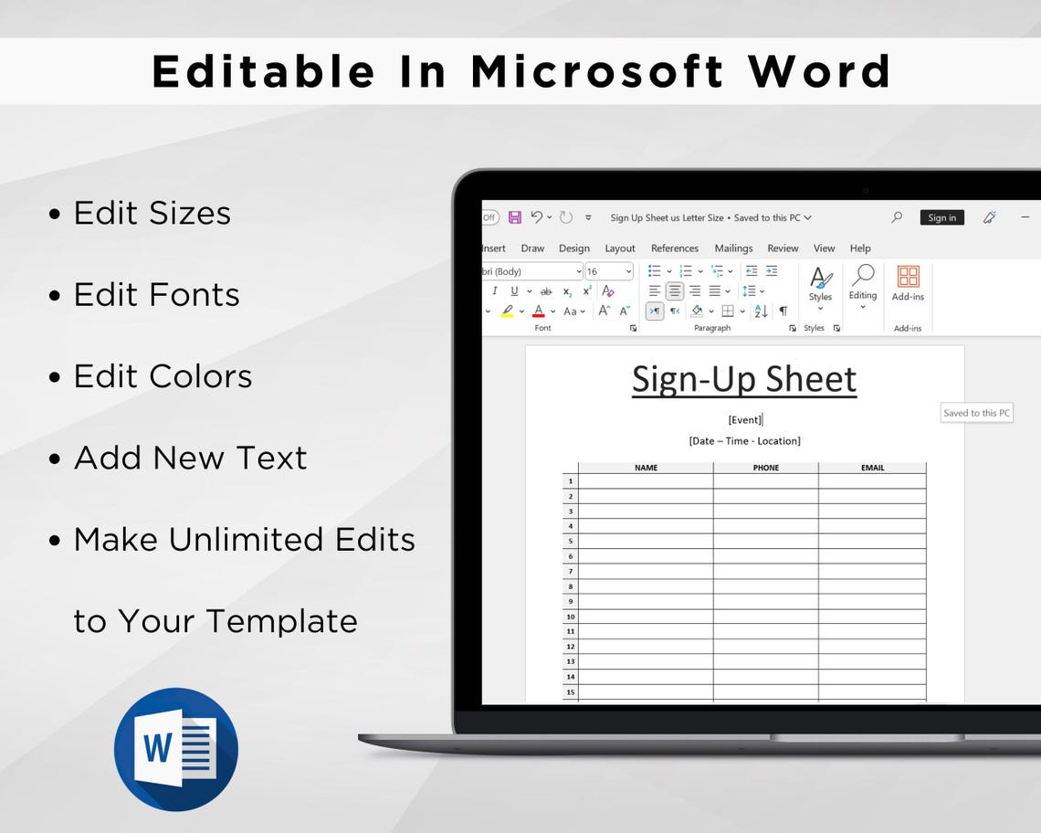 Editable Sign up Sheet. Sign up Template. Event Sign up Sheet ...