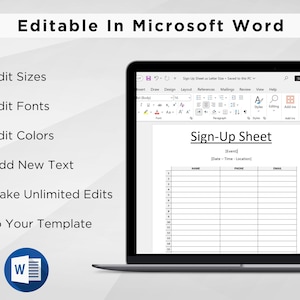Editable Sign up Sheet. Sign up Template. Event Sign up Sheet ...