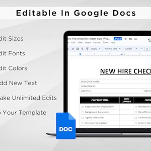 Editable New Hire Checklist Template. New Employee Checklist Small ...