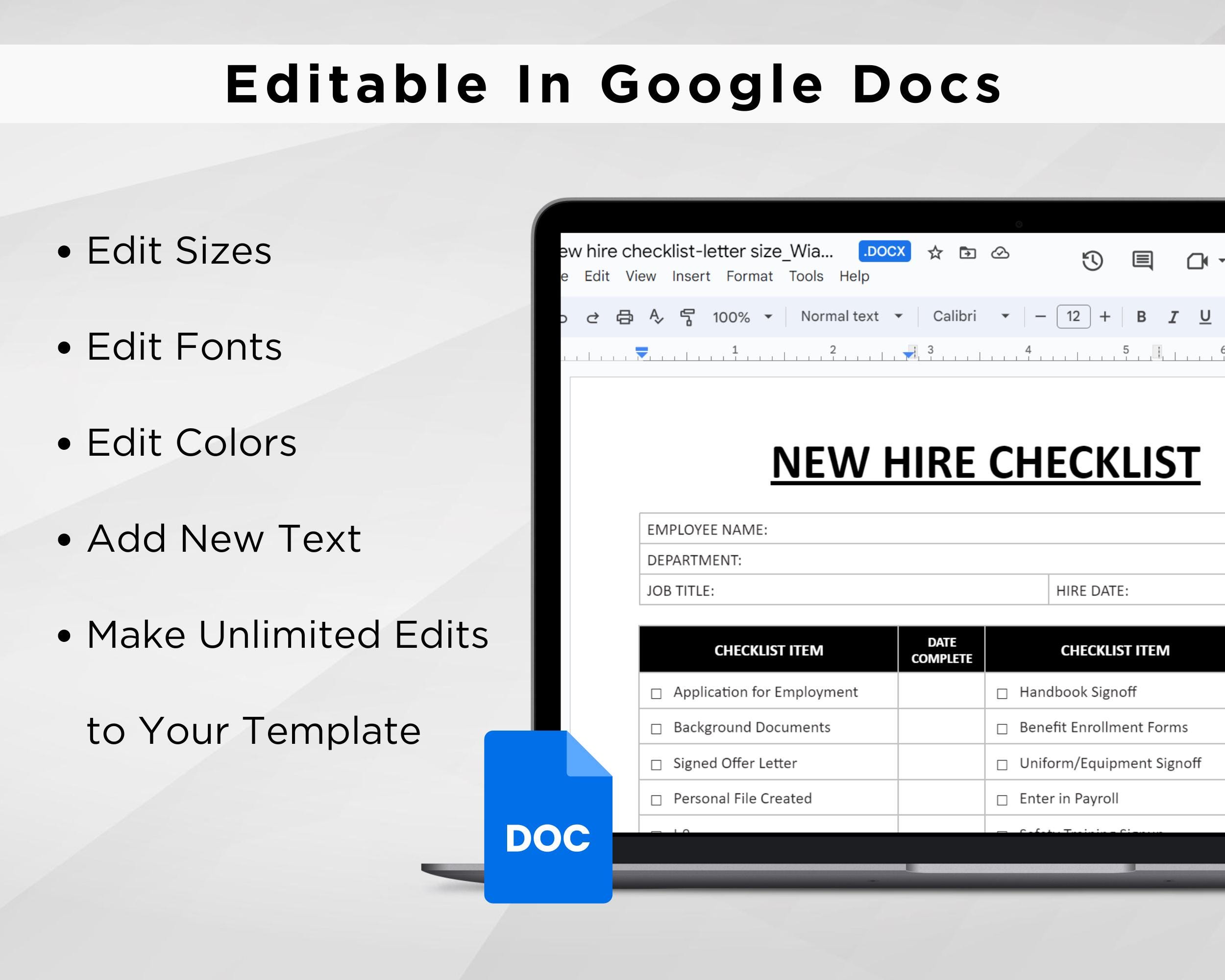 Editable New Hire Checklist Template. New Employee Checklist Small ...